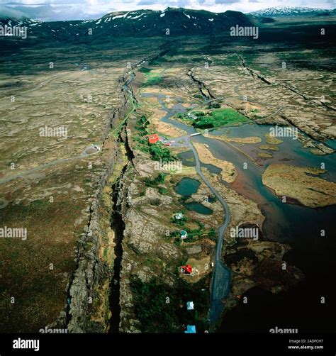Plate Margin Rift In Thingvellir Iceland This Fissure Marks Part Of The Mid Atlantic Ridge A