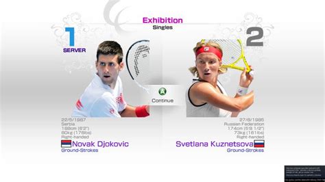 Virtua Tennis Sega Novak Djokovic Vs Svetlana Kuznetsova Rafael Nadal Roger Federer