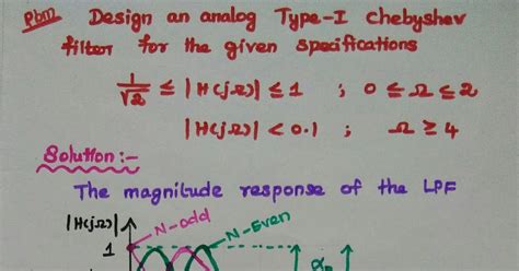 Design An Analog Type I Chebyshev Lowpass Filter For The Given Specification Problem Solved
