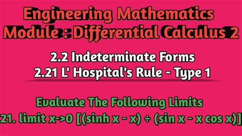 Differentialcalculus 2 Evaluatethefollowinglimits Limit X Tends To Zero [ Sinhx X ÷ Sinx