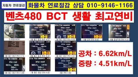 디시백 연료절감 시스템 벤츠 480bct 공차 662kml 중량적재 451kml 월간 누적연비 확인하세요 벤츠