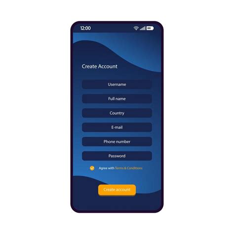 Create Account Smartphone Interface Vector Template Mobile Login Page