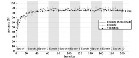 accuracy variation in each epoch of deep residual network with input