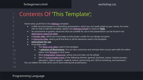 Programming Language Workshop For Beginners By Slidesgopptx