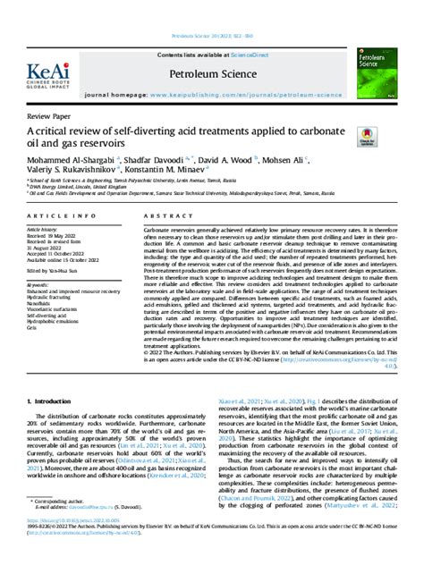 Pdf A Critical Review Of Self Diverting Acid Treatments Applied To