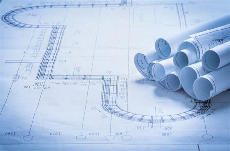 Set Of Architecture Blueprint Rolls Construction Stock Image Image Of White Roll 54579341