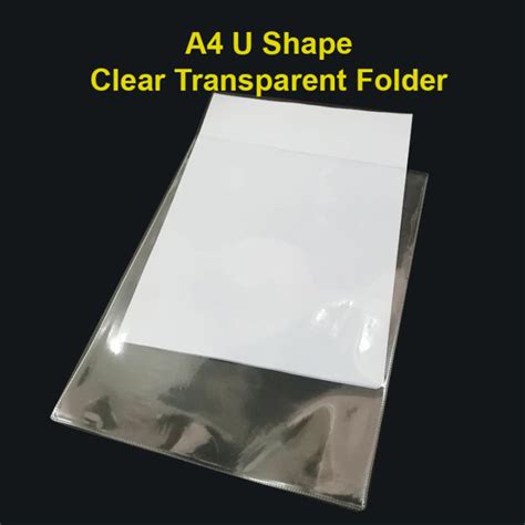 High Quality PVC A4 Clear Transparent U Shape Folder For Documents Papers Certificate Lazada