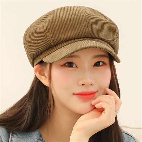 베이직 코듀로이 헌팅캡 여자 빵모자 골덴 화가모자 에이블리