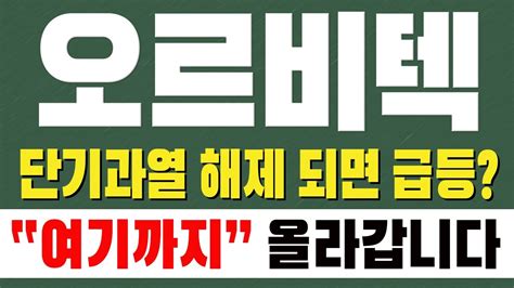 오르비텍 주가전망 단기과열 해제 되면 급등 여기까지 올라갑니다 Youtube