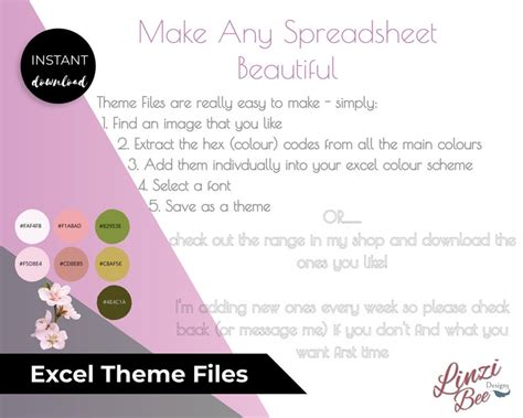 Excel Theme File For Beautiful Spreadsheets Excel Pretty Colors Pink Spreadsheet Planner