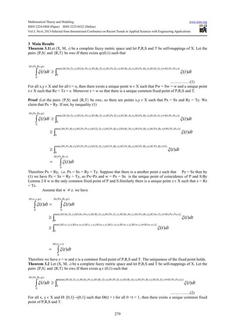 On Fixed Point Theorems In Fuzzy Metric Spaces In Integral Type Pdf