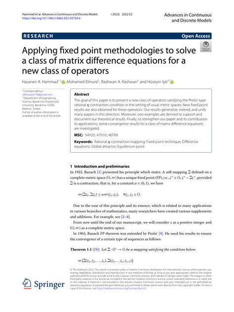 Pdf Advances In Continuous And Discrete Models Applying Fixed Point