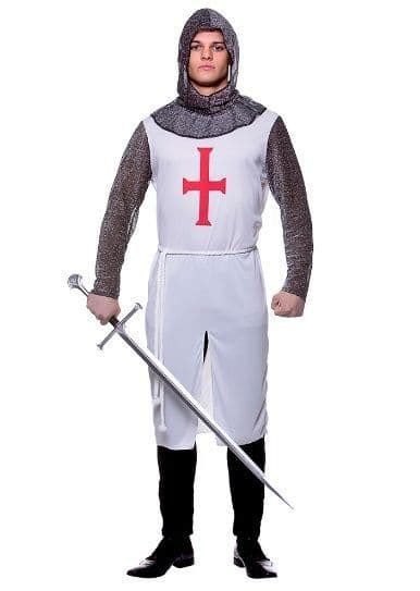 White Crusader Knight Costume Plus Size Fancy Dress Costume Xl Medieval Knight Costume