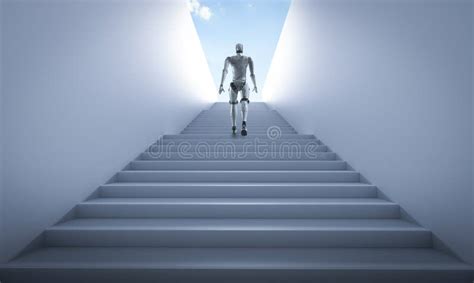 robot climb stairs stock illustration illustration of future 123065468