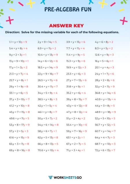 Pre Algebra Fun Worksheets Worksheetsgo