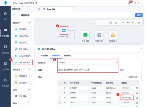 带参数的sap rfc取数 finedatalink帮助文档