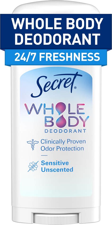 Secret Whole Body Deodorant Stick For Women Naturally Derived Ingredients