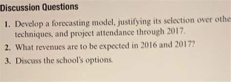 Solved Discussion Questionsdevelop A Forecasting Model