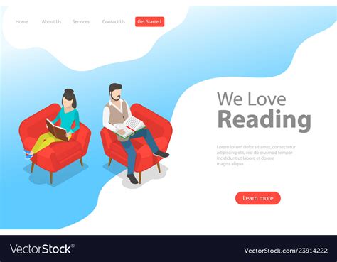 Isometric Flat Landing Page Template Royalty Free Vector