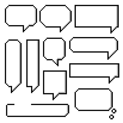 Collection Set Of Retro Game 8 Bit Line Pixel Speech Bubble Balloon