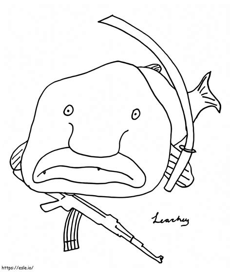 Blobfish With Weapons Coloring Page