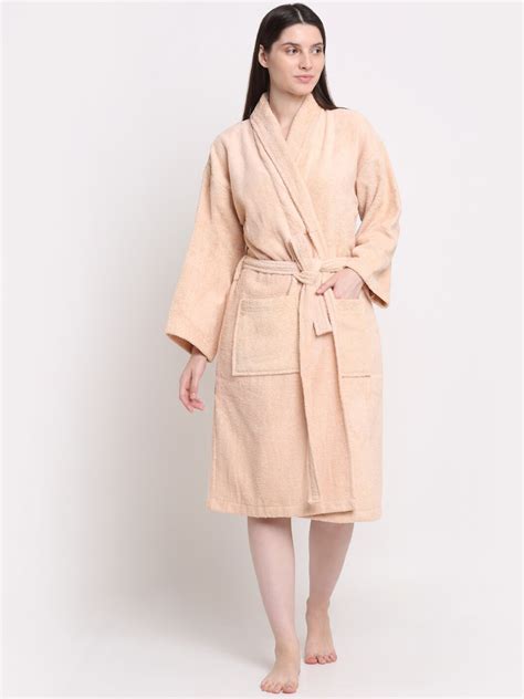 Buy Creeva Unisex Peach Colored Solid Bath Robe Bath Robe For Unisex