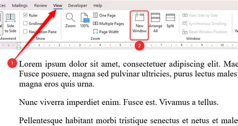 Want To Work On 2 Parts Of A Word Or Excel File Simultaneously Use The New Window Tool