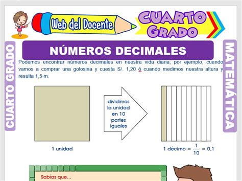 Números Decimales Para Cuarto Grado De Primaria Web Del Docente