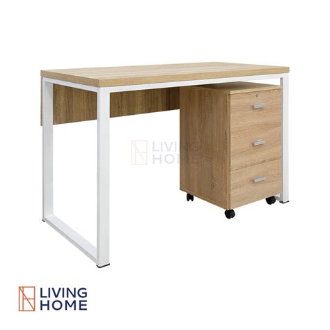 โต๊ะทำงาน ลิ้นชัก ขนาด 120x60x75 Cm รุ่นบอนนี่ สีโซลิค ขาว Livinghome Shopee Thailand