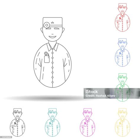 아바타 치과 의사 멀티 컬러 스타일 아이콘입니다 Ui 및 Ux 웹 사이트 또는 모바일 응용 프로그램에 대한 간단한 얇은 라인