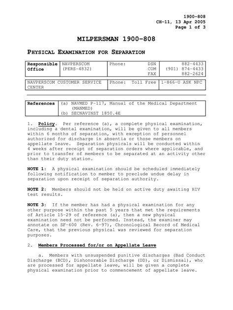 fillable online physical examination for separation fax email print