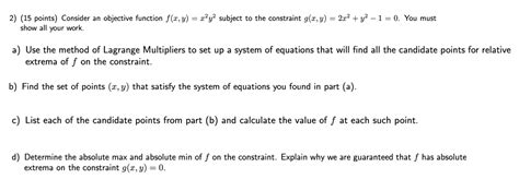Solved 2 15 Points Consider An Objective Function