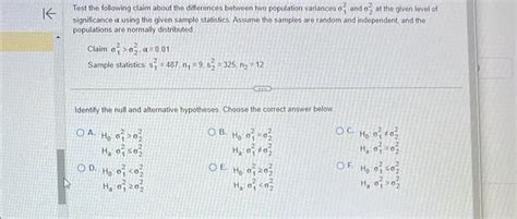 Solved Test The Following Claim About The Differences