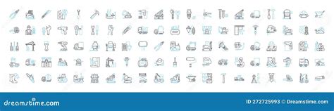 Construction Vector Line Icons Set Build Structure Construct Architect Edifice Engineering