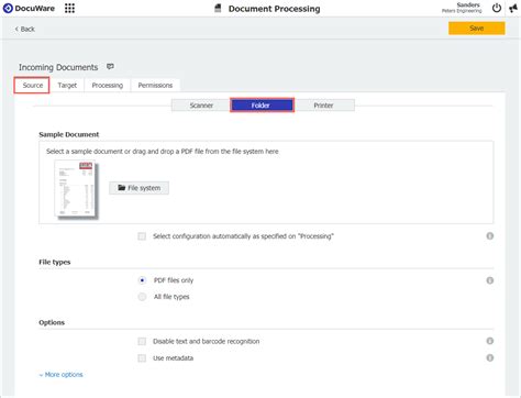 documents store themselves with docuware import