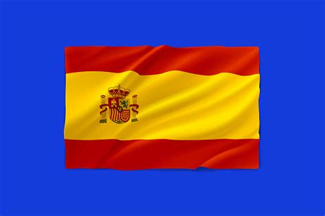 푸른 배경에 스페인의 국기를 흔들고 있습니다 3d 벡터 일러스트 레이 션 3차원 형태에 대한 스톡 벡터 아트 및 기타 이미지 3차원 형태 Championship 경기