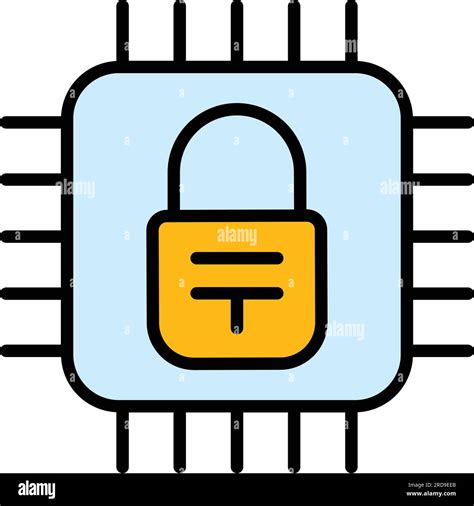 Cyber Lock Icon Outline Vector Secure Padlock Privacy Internet Color Flat Stock Vector Image
