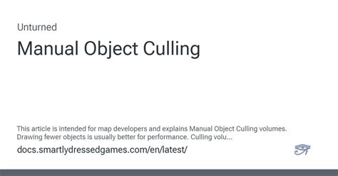 Manual Object Culling — Unturned 3 X Documentation