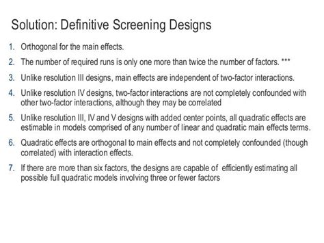everything you wanted to know about definitive screening designs