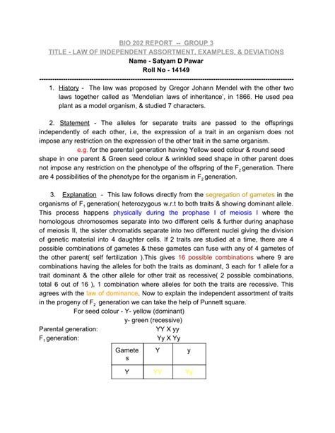 Pdf Law Of Independent Assortment Examples And Deviations