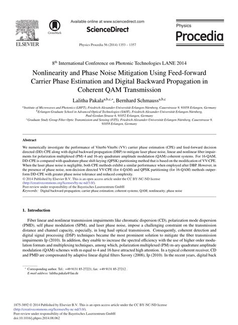PDF Nonlinearity And Phase Noise Mitigation Using Feed Forward Carrier Phase Estimation And