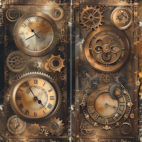 Premium Photo Colorful Instruction Poster Steampunk Panel Design With