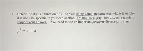 solved determine if y ﻿is a function of x ﻿explain using