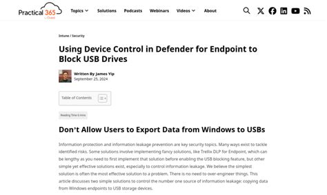 Practial 365 Article Using Device Control In Defender For Endpoint To