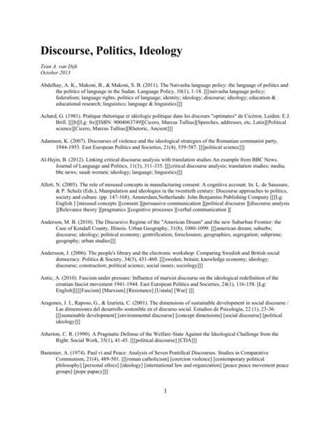 Discourse Politics Ideology Bibliography