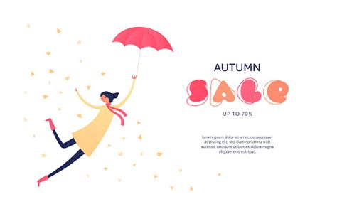 벡터 문자 가을 판매 배너 템플릿입니다 스카프와 코트플랫 여성 장식 유체 글꼴 쇼핑 백을 개최합니다 포스터 프로모션 카드 미디어 레이아웃 브로셔에 대한 디자인 요소 가을에