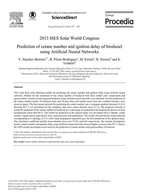 Pdf Prediction Of Cetane Number And Ignition Delay Of Biodiesel Using Artificial Neural Networks