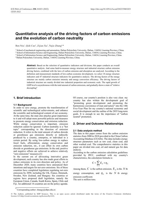 Pdf Quantitative Analysis Of The Driving Factors Of Carbon Emissions
