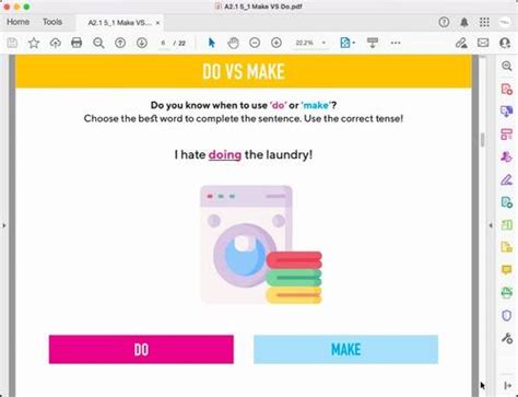 esl elementary lesson learn the difference between make and do