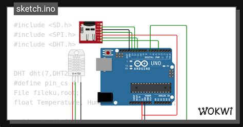 SD CARD DENGAN DHT22 Wokwi ESP32 STM32 Arduino Simulator